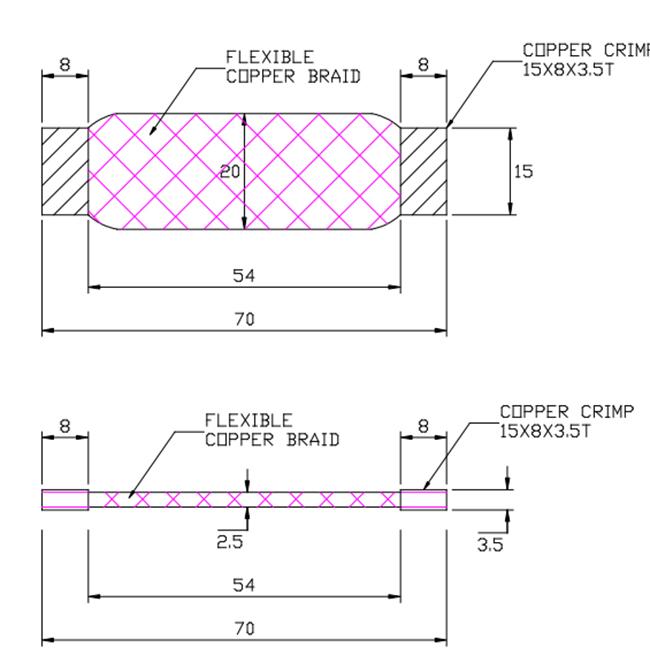 Braided Flexible Copper Connector Custom Copper Busbar CE ISO CCC